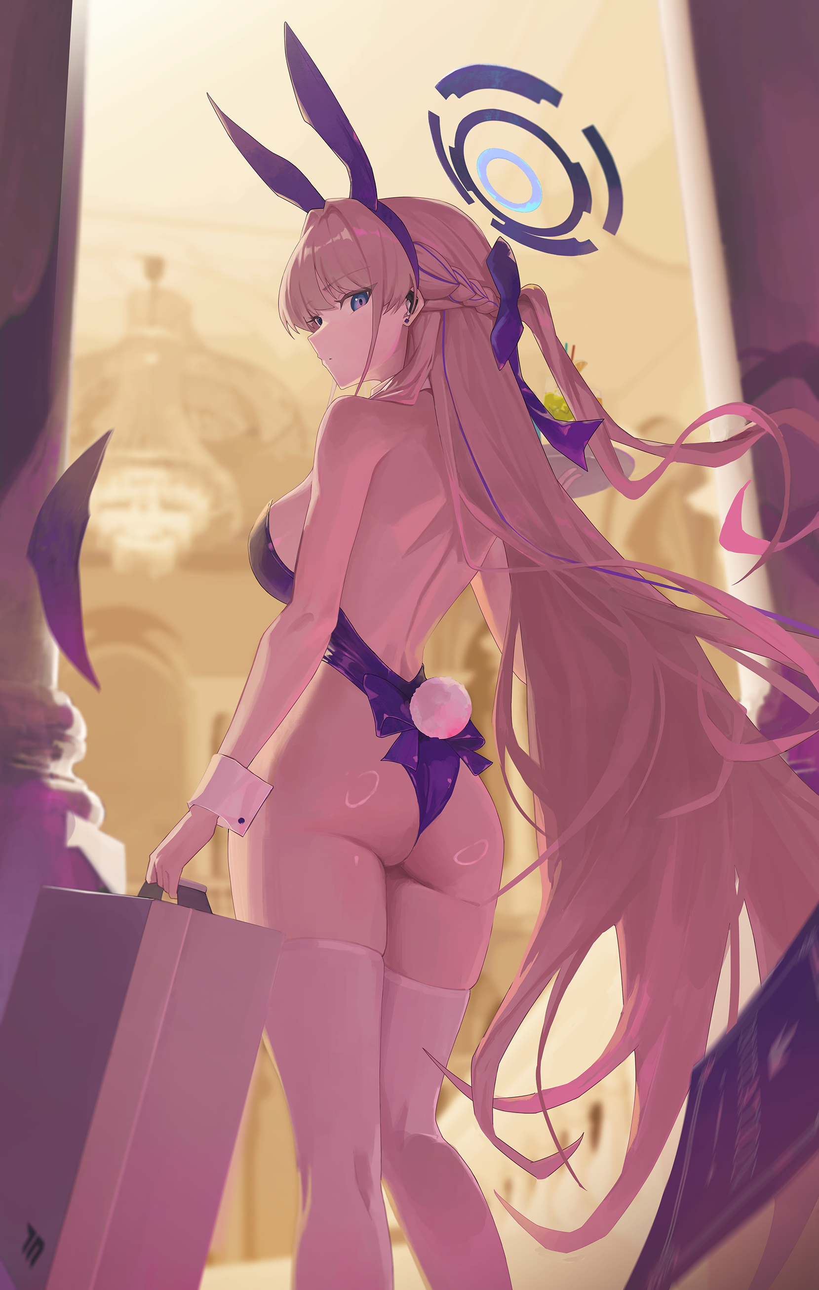 sunj000 blue archive asuma toki animal ears ass bunny ears bunny girl halo no bra tail ...